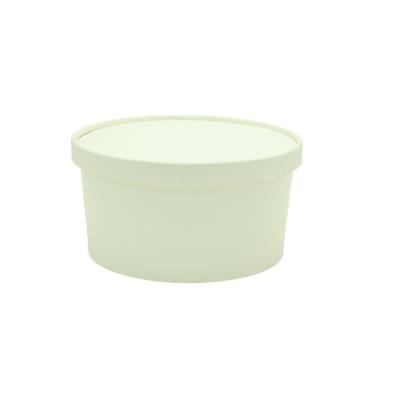 China 8OZ To-Go Lunch White Kraft Paper Soup Cups with Lids Compostable Paper Food Cup with Vented Lid, Disposable Ice Cream Cup, Great For Restaurants, Take Outs for sale