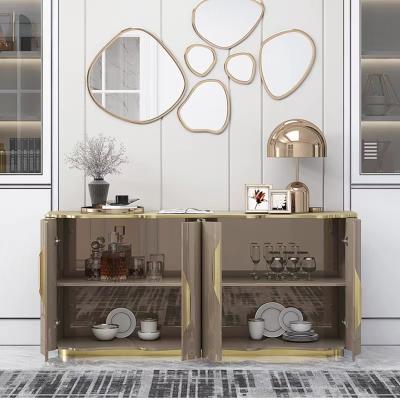 Chine Buffet en bois solide plaqué de buffet de Cabinets d'hôtel de luxe d'acier inoxydable à vendre