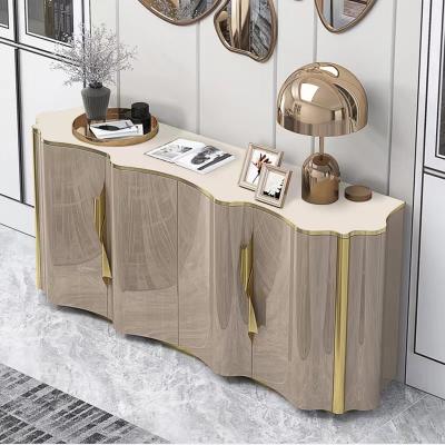 Chine Buffet en bois solide plaqué de buffet de Cabinets d'hôtel de luxe d'acier inoxydable à vendre
