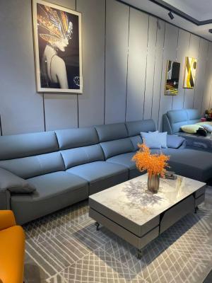 Chine Éponge Sofa Bed Blue Leather fait sur commande de courbure 3.25m pour la maison d'hôtel à vendre