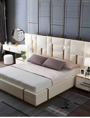 Chine Pièce de résidence hôtelière de lit de taille de Bentley Luxury Leather Cowhide King grande à vendre