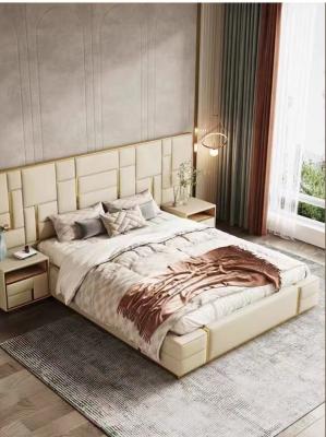 Chine Pièce de résidence hôtelière de lit de taille de Bentley Luxury Leather Cowhide King grande à vendre