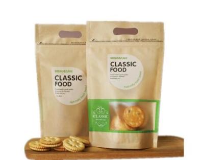 Food grade colorful kraft paper plastic flat bottom zipper packaging bag for Cookie