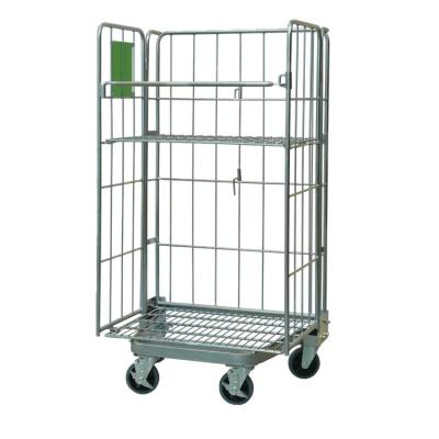 China Wire Mesh Steel Nesting Security Roll Cage Trolley Folding For Warehouse Storage for sale