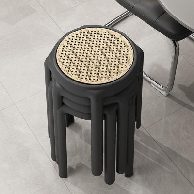 Wholesale Plastic Stools Household Stackable Round s Modern Simple Living Room Dining Spare Rattan-like Weaving