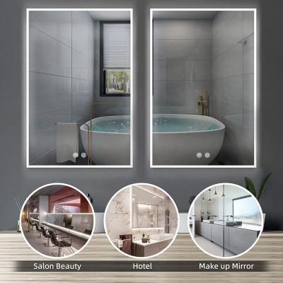 Wall Mounted LED Square Mirror 6000K LED Illuminated Bathroom Mirror Customized