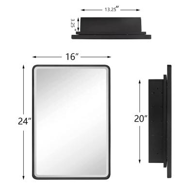 3000K - 6000K LED Illuminated Bathroom Cabinet Black Makeup Mirror Cabinet