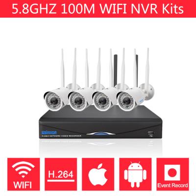 Cina router senza fili di WIFI del corredo del CCTV di 5.8GHZ 4CH NVR con la macchina fotografica della pallottola di 4 pc in vendita