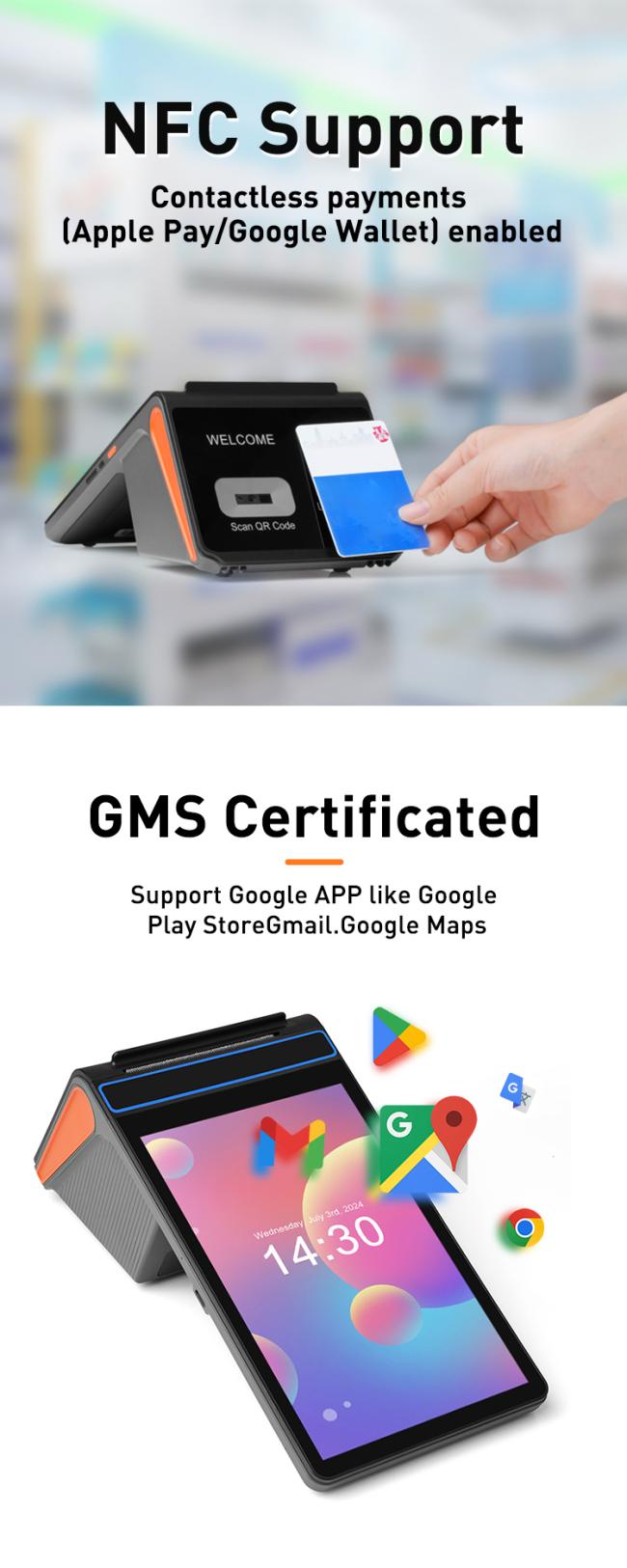 POS tablet with receipt printer in action