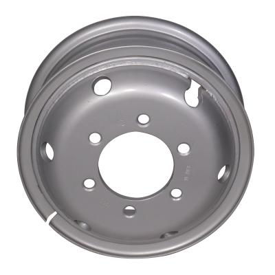 China 5.50F-16 Bus Parts Steel Wheel Rims in with OEM Sliver Color and Offset 148/126 Black Color for sale