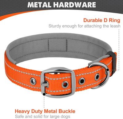 China Adjustable Nylon Neoprene Padded Dog Collars Reflective Soft Design Comfortable Durable à venda