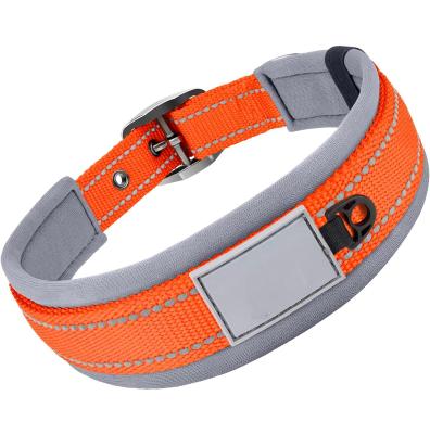 China Adjustable Nylon Neoprene Padded Dog Collars Reflective Soft Design Comfortable Durable à venda