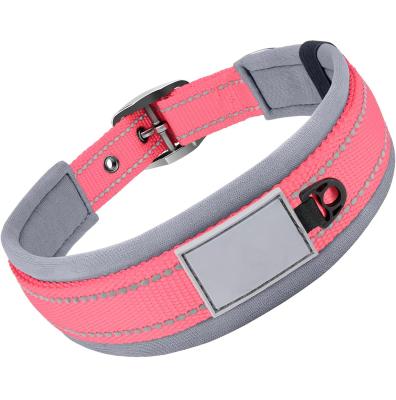China Adjustable Nylon Neoprene Padded Dog Collars Reflective Soft Design Comfortable Durable à venda