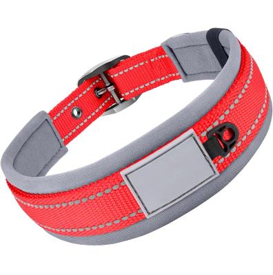 China Adjustable Nylon Neoprene Padded Dog Collars Reflective Soft Design Comfortable Durable à venda