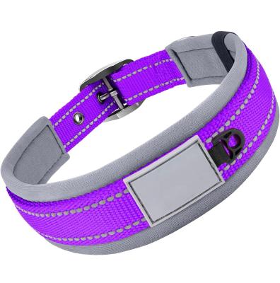 China Adjustable Nylon Neoprene Padded Dog Collars Reflective Soft Design Comfortable Durable à venda