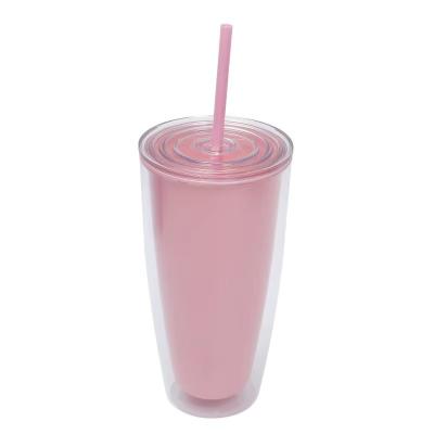 Κίνα Κατευθείαν Πίσιμο Διπλό τοίχωμα 750ml μπουκάλι νερού με κάλυμμα και άχυρο Καφέ Tumbler Cups προς πώληση