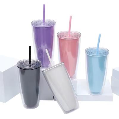 Κίνα Μεγάλη Κούπα κοιλιάς 24oz διπλό τοίχωμα πλαστικό μπουκάλι νερού με άχυρο και προσαρμοσμένο χρώμα προς πώληση
