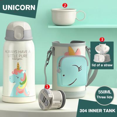 Chine En acier inoxydable 550ml Logo personnalisé Bounce Couvercle de paille Coupe thermos pour les étudiants de camping à vendre
