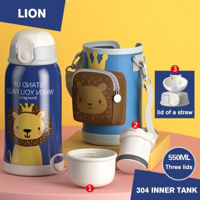 Chine En acier inoxydable 550ml Logo personnalisé Bounce Couvercle de paille Coupe thermos pour les étudiants de camping à vendre