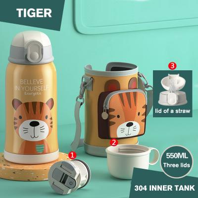 Chine En acier inoxydable 550ml Logo personnalisé Bounce Couvercle de paille Coupe thermos pour les étudiants de camping à vendre