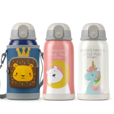 Chine Bouteilles à vide Thermoses chaudes dessin animé en acier inoxydable pour enfants Bouteille d'eau à 3 couvercles à vendre