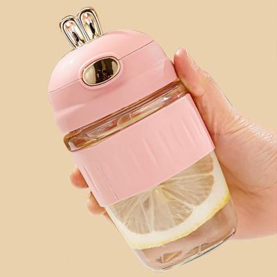 중국 420ml 유리 물컵과 빨대 커피 머그 야외 활동 등산 친환경 판매용