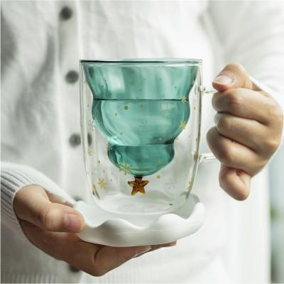 중국 지속가능한 크리스마스 선물 두 잔의 커피 컵 물컵 손잡이 200ml / 300ml 판매용