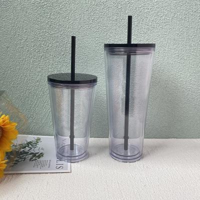 Κίνα 16oz/24oz φοιτητικό αθλητικό κύπελλο με κάλυμμα και άχυρο διπλό τοίχωμα πλαστικό μπουκάλι νερού προς πώληση