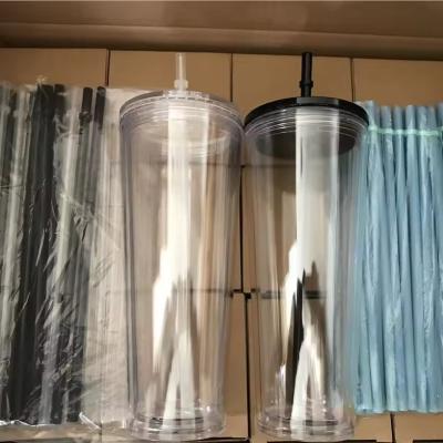 Κίνα 16oz/24oz φοιτητικό αθλητικό κύπελλο με κάλυμμα και άχυρο διπλό τοίχωμα πλαστικό μπουκάλι νερού προς πώληση