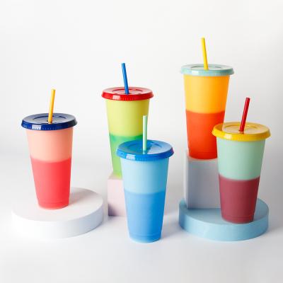 Κίνα Αδιαβρωτικά 16oz 24oz BPA ελεύθερα πλαστικά φλιτζάνια καφέ φιάλες κρύου νερού με κάλυμμα και άχυρο προς πώληση