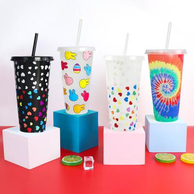 Κίνα Αδιαβρωτικά 16oz 24oz BPA ελεύθερα πλαστικά φλιτζάνια καφέ φιάλες κρύου νερού με κάλυμμα και άχυρο προς πώληση