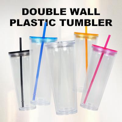 Κίνα 710ml καθαρό μπουκάλι νερού 24oz πλαστικό tumblers με κάλυμμα και άχυρο για την περίσταση του πάρτι προς πώληση