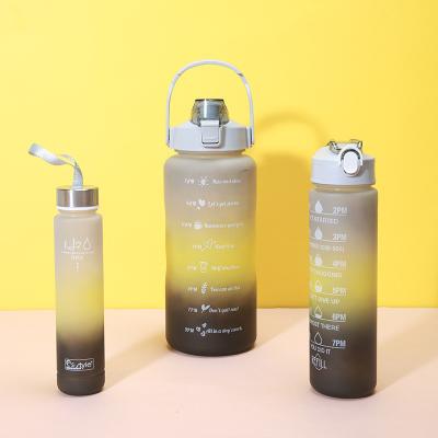 Chine Bouteille de paille en plastique sur mesure de 3 en 1 de 2000 ml, 900 ml et 300 ml, avec horodatage pour gym et sport à vendre