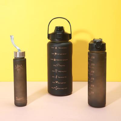 Chine Bouteille de paille en plastique sur mesure de 3 en 1 de 2000 ml, 900 ml et 300 ml, avec horodatage pour gym et sport à vendre