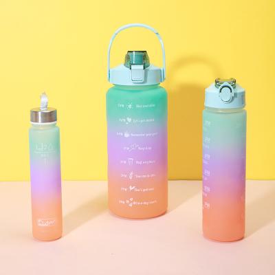 Chine Bouteille de paille en plastique sur mesure de 3 en 1 de 2000 ml, 900 ml et 300 ml, avec horodatage pour gym et sport à vendre