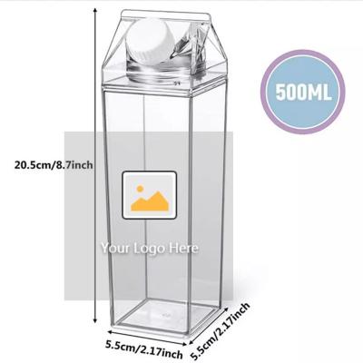 중국 현대 17oz 500ml 식품 등급 플라스틱 야외 맑은 우유 사각형 카튼 물병 판매용