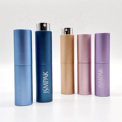China 5ml 8ml Rotating Aluminum Small Refill Perfume Holder Travel Atomizer Mouth Cosmetic Oral Spray Bottle for sale