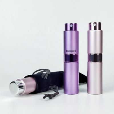 China 8ml 10ml 15ml 20ml Unique Metal Round Black Pocket Travel Mist Wedding Gift Atomiser Parfum Spray Bottle for sale