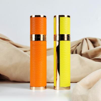 China Custom Leather case Glass Insert 10ml 15ml Empty Refillable Perfume Spray Bottle with Atomizer for sale