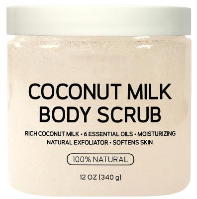 Chine Le corps de soins de la peau de noix de coco de lait frottent contiennent l'huile d'amandes de sel de mer morte et la vitamine E à vendre
