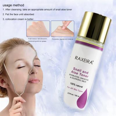 Chine Aloès naturel d'escargot de marque de distributeur nourrissant hydratant le toner de visage de peau à vendre