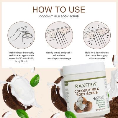 Chine Le corps organique naturel de soins de la peau frottent le nettoyage profond s'exfolient le corps de lait de noix de coco de peau frottent à vendre