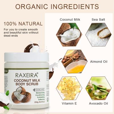 Chine Le corps organique naturel de soins de la peau frottent le nettoyage profond s'exfolient le corps de lait de noix de coco de peau frottent à vendre