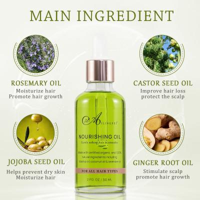 Chine Les graines de ricin naturelles de Rosmary de marque de distributeur Ginger Root Jojoba Seed Oil massent hydrater l'huile de cheveux nourrissante à vendre