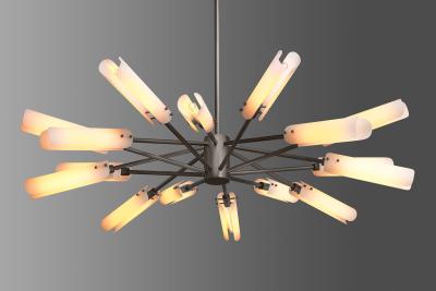 China Adjustable Height Brass Copper Circular Chandelier with UV Printing for sale