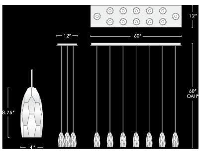 China CHATELET Linear Pendant Light with E26 Base for Ceiling Installation for sale