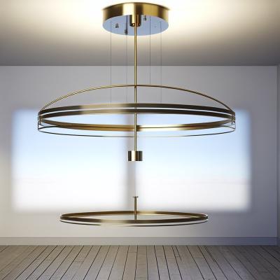 China Adjustable Height Brass Copper Circular Chandelier with UV Printing for sale