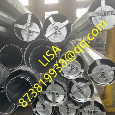 Cina Palo in acciaio per trasmissione interrata diretta galvanizzato HDG dodecagonale da 69KV 60FT con verniciatura anticorrosione bituminosa in vendita