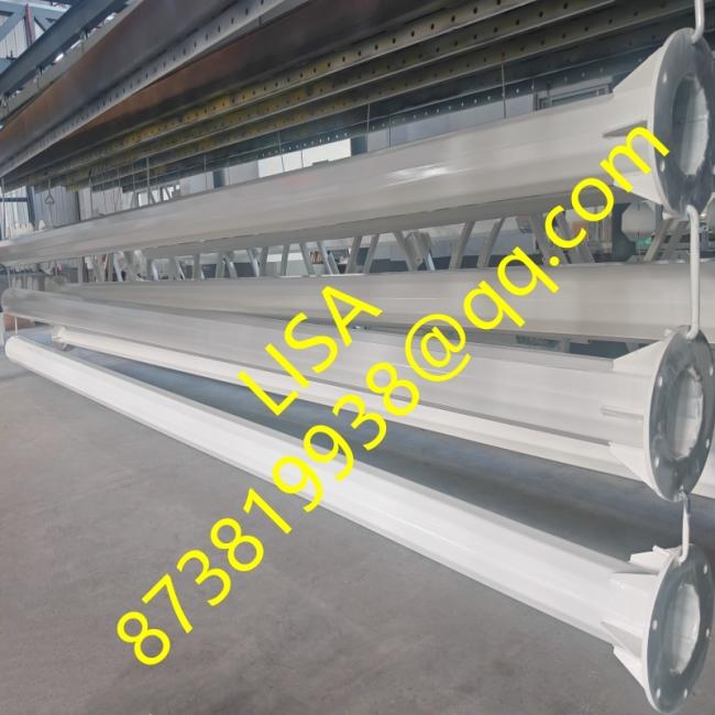 Finished high mast steel poles ready for delivery