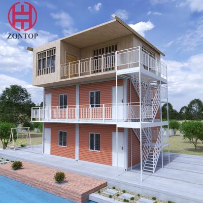 China Zontop Fully Furnished Prefabricated  Storage   40 Ft Flat Pack Shipping Container Two Bedroom Prefab Container House for sale
